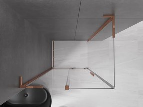 Mexen Velar L, sprchový kout s posuvnými dveřmi 90 x 100 cm, 8mm čiré sklo, růžové zlato, 871-090-100-03-60