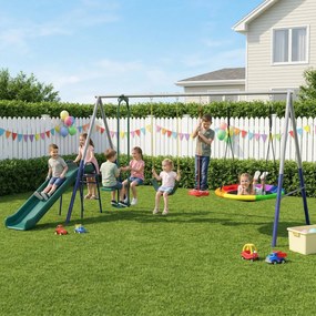 houpací rám 5 v 1 se skluzavkou výškově nastavitelný houpací rám s hnízdem 382x196 x203 cm Vícebarevný