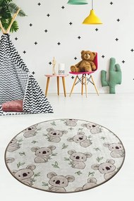 Dětský kulatý koberec Koala 100 cm šedý