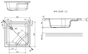 Polysan VISLA hluboká sprchová vanička, čtverec 80x80x29cm, bílá, 50111