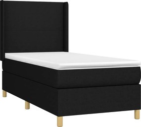 Box spring postel s matrací a LED černá 100x200 cm textil 3138695