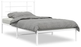 Kovový rám postele s čelem bílý 100 x 190 cm