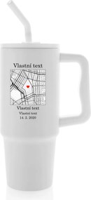 Personalizovaná nerezová termoska s barevným víčkem s mapou