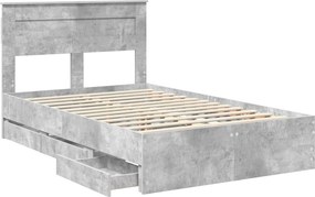 Rám postele s čelo Betonově šedá 135 x 190 cm Inženýrské dřevo 3409855