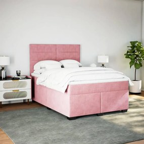 Box spring postel s matrací růžová 160x200 cm samet 3290959