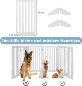 Costway Zábrana pro psy 89 cm vysoká 4 Ochranné dřevěné panely skládací bílá (6