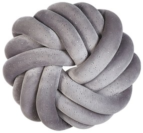 Sametový uzlový polštář se třpytkami 30 x 30 cm šedý AKOLA Beliani