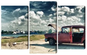 Vícedílný obraz Panoramatický Výhled Na Havanu A Malecon Nedostatek Nedostatek Přírodní plátno 120x80