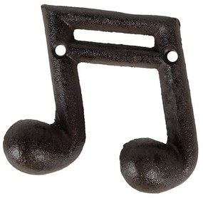 Kovový nástěnný háček na 2 kabáty hudební nota – 10x3x9 cm