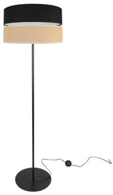 Podlahová lampa JUTA, 1x jutové/černé textilní stínítko, O, B