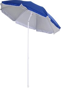 Outsunny Velký Plážový Slunečník Ø160 cm - Slunečník na Terasu s Nastavitelným Úhlem, UV Ochrana, Voděodolný a Modrá Přepravní Taška | Aosom