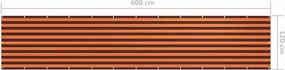 Balkónová zástěna oranžovo-hnědá 120 x 600 cm oxfordská látka 134935