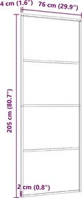 vidaXL Posuvné dveře 76 x 205 cm čiré ESG sklo a hliník [151656] Barva: Bílá