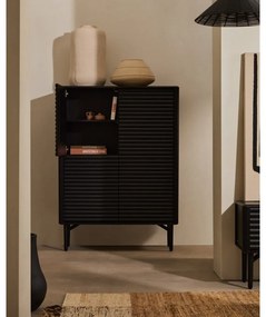 Černá skříňka v dekoru dubu 104,5x144x40 cm Lenon – Kave Home