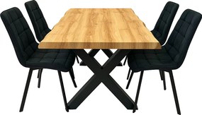 Vikio Jídelní set pro 4 osoby 140x90 cm dub-černá VJS114-41C