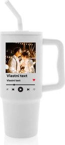 Personalizovaná nerezová termoska s barevným víčkem s motivem přehrávače