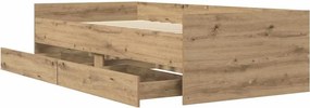 Rám postele Artisanový dub 100 x 200 cm Masivní borové dřevo 3403202