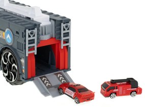 Creative Corner Transportér TIR 2v1 parkovací garáž hasiči + 3 auta červená