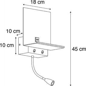 Chytrá nástěnná lampa černá s USB a flexibilním ramenem vč. Wifi G9 - Flero
