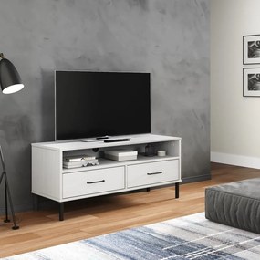 351026 vidaXL TV skříňka s kovovými nohami bílá masivní borové dřevo OSLO