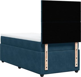Box spring postel s matrací tmavě modrá 90x190 cm samet 3292218