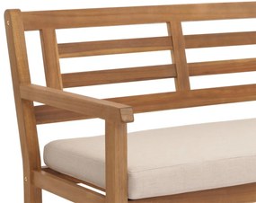Zahradní lavička HWC-N47, 82x145x59 cm, akáciové dřevo - krémovo-béžový polštář