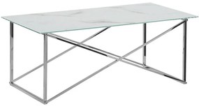 Konferenční stolek s mramorovým efektem bílý/stříbrný EMPORIA Beliani