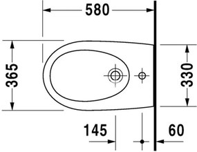 Duravit Architec - Závěsný bidet, 365 x 580 mm, bílý 2531150000