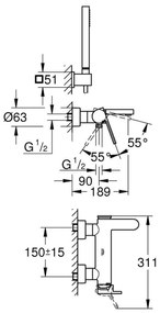 Grohe Plus - Vanová baterie s příslušenstvím, chrom 33547003