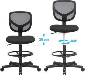 Síťová kancelářská židle, otočná židle s výškou sedáku 55-75 cm, černá