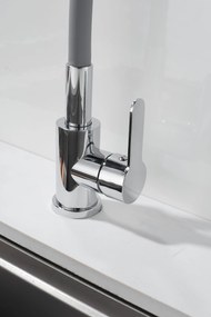 Gamma Flex 4000, stojánková dřezová baterie s flexibilním ramenem, 2-funkční výtok, šedá-chrom, GMA-BFX-4000G