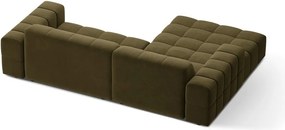 Khaki sametová rohová pohovka (levý roh/s lenoškou) Chicago – Cosmopolitan Design