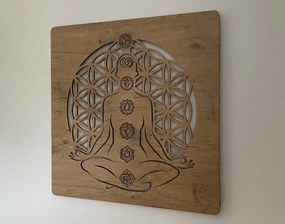Li-Go "Čakry symboly" světelný obraz 230V 90x90 cm provedení povrchu: dub světlý