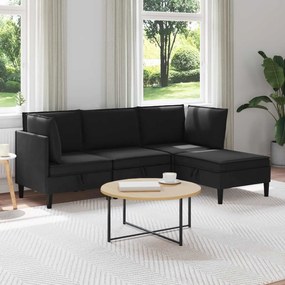 Sada nábytku do obývacího pokoje 4 ks Černá Textil 3413810