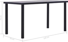 Jídelní stůl černý a betonově šedý 140 x 70 x 75 cm MDF 281858