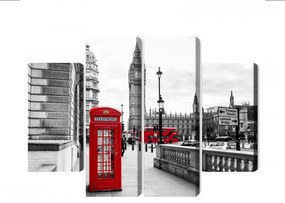 Vícedílný obraz Londýnská Telefonní Budka A Big Ben Nedostatek Nedostatek Plátno Canvas 200x150