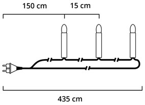 Pestrý LED světelný řetěz, 20 žárovek 4,35m