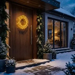 Solight LED vánoční věnec 3D zlatá / Vánoční věnec / 150 LED / 50 cm /