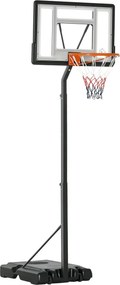 HOMCOM Basketbalový stojan na kolečkách s nastavitelnou výškou 210-260 cm pro venkovní a vnitřní použití, ocelový plast černý | Aosom