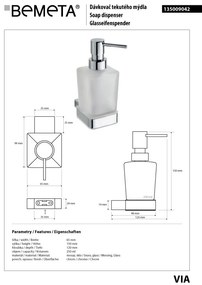 Bemeta Design VIA: Dávkovač mýdla, 250 ml -