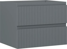 Mexen Rivel, koupelnová skříňka 60 cm, 2 zásuvky, drážkovaná, grafitová matná, 91A20-06047-2-BFF66