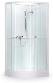 Roth Čtvrtkruhový sprchový box SIMPLE Varianta: rozměry: 90x90 cm - (SIMPLE 900 - 4000249), Barva profilů a typ výplně: profily: bílá, výplň: transparent