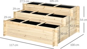 Zvýšené lůžko, 3 úrovně, vnitřní podšívka z rouna, lakované přírodní dřevo, 117 x 100 x 54 cm