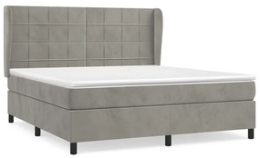 Box spring postel s matrací světle šedá 180x200 cm samet,  3129225