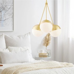 Toolight - Závěsné svítidlo 3xE27 z mléčného skla APP688-3CP, bílá-zlatá, OSW-05366