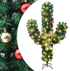 344656 vidaXL Vánoční kaktus se stojanem a LED zelený 180 cm PVC