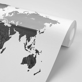 Tapeta mapa světa v černobílém