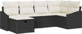 Set pohovek 6 ks Černá a krémová polyratan 3359276