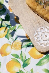 Bílý bavlněný ubrus s citróny Aix Limone Blossom - 140*240 cm