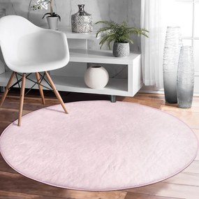 Světle růžový pratelný kulatý koberec vhodný pro robotické vysavače ø 120 cm Comfort – Mila Home